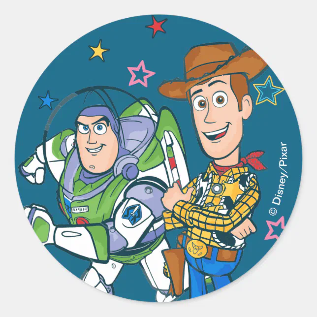 Toy Story | Buzz & Woody Classic Round Sticker | Zazzle