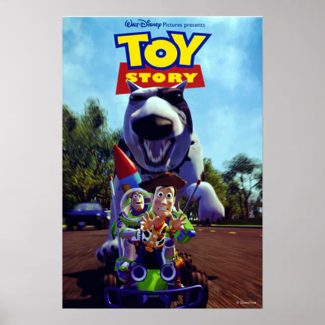 Toy Story Buzz Woody Racecar and Scud Poster | Zazzle