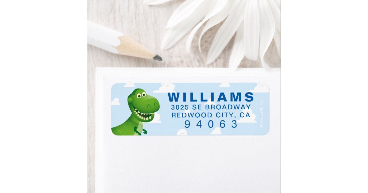 Toy Story | Dinosaur Rex Birthday Label | Zazzle