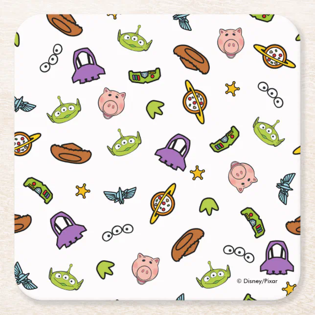 Toy Story | Toy Story Icon Pattern Square Paper Coaster | Zazzle