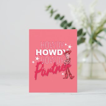 Toy Story | Woody "Howdy Howdy Howdy Partner" Postcard | Zazzle