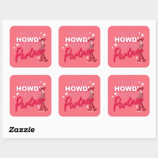 Toy Story | Woody "Howdy Howdy Howdy Partner" Square Sticker | Zazzle