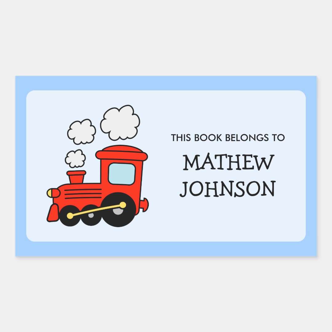Toy train book label stickers | School supplies | Zazzle