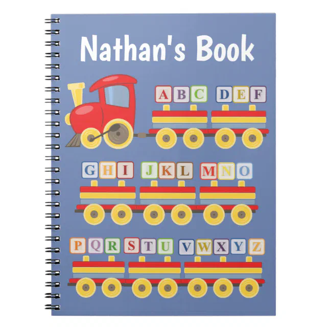 Toy Train Carrying Alphabet Blocks Personalised Notebook | Zazzle