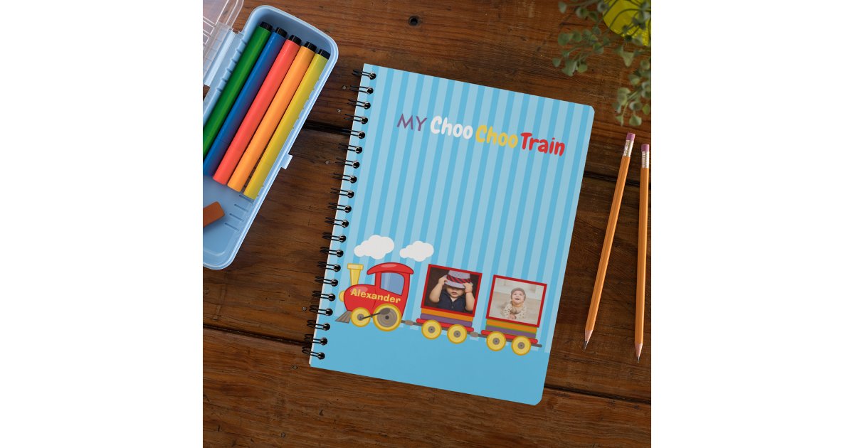 Toy Train Toddler Boys Birthday Blue Notebook | Zazzle