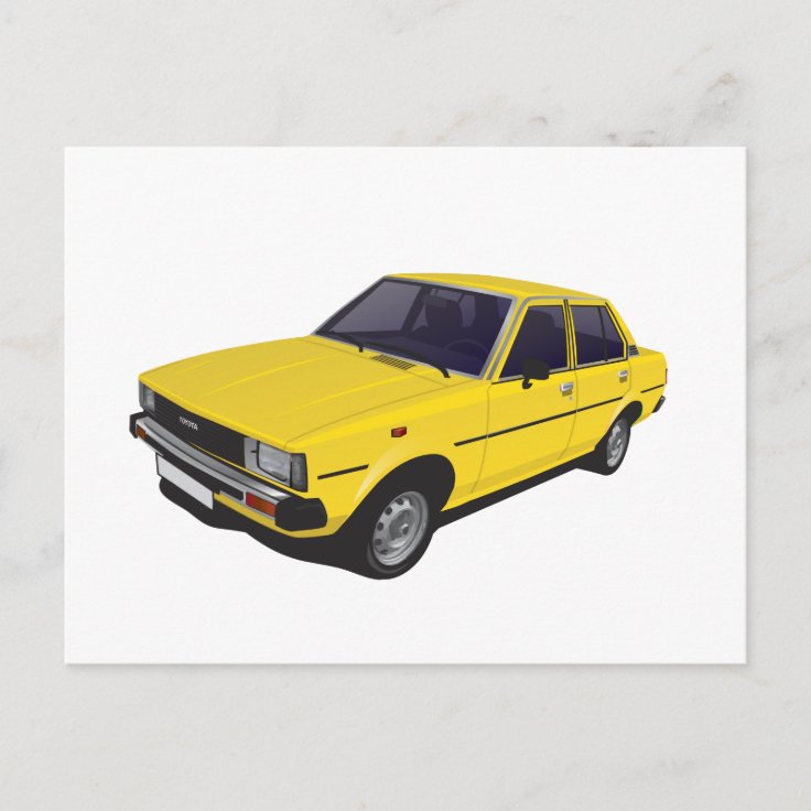 Toyota Corolla DX KE70 4-door yellow Postcard | Zazzle