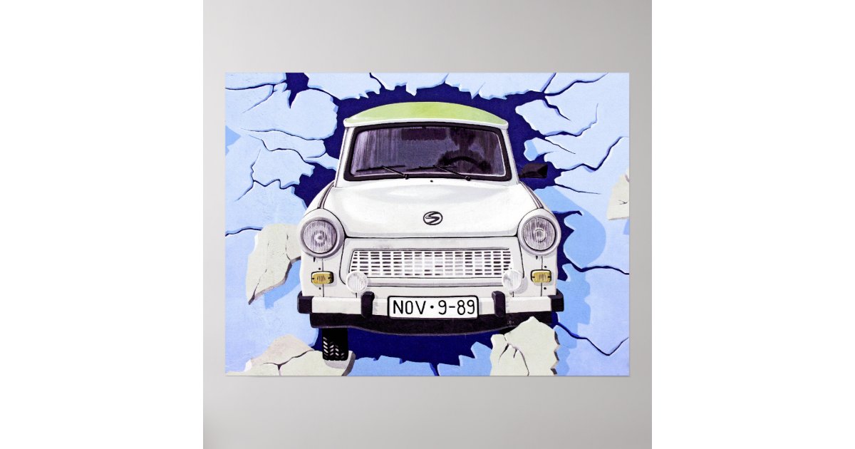 Trabant Car , Pale Blue, Berlin Wall Poster | Zazzle