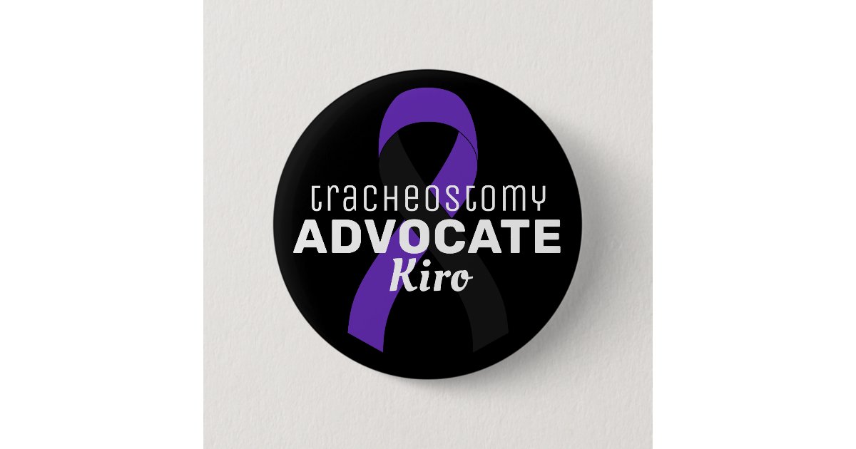 Tracheostomy Advocate Ribbon Black Button | Zazzle