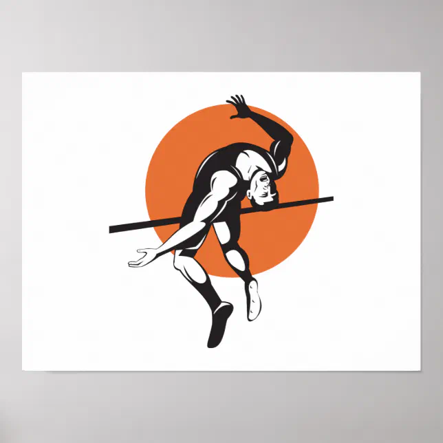 Track and Field Athlete Jumping High Jump Poster | Zazzle