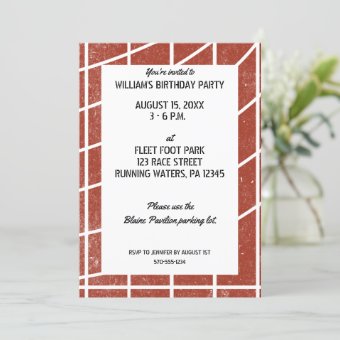 Track and Field Party Invitation Red Running Track | Zazzle