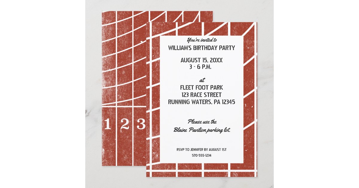 Track and Field Party Invitation Red Running Track | Zazzle