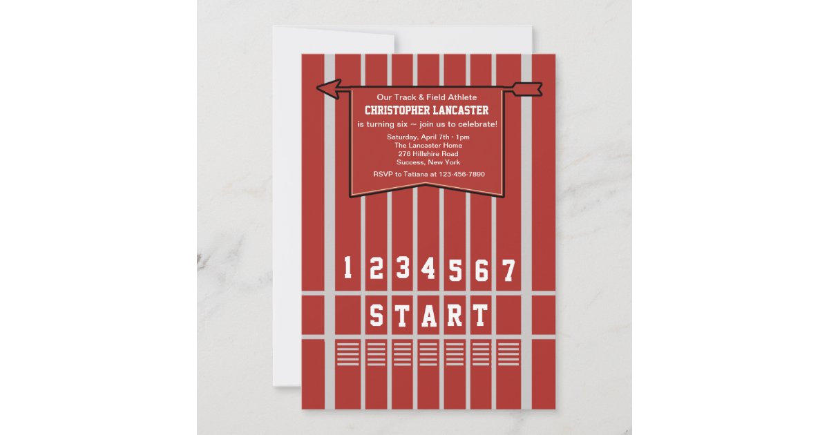 Track and Field Start Line Invitation | Zazzle