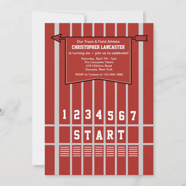 Track and Field Start Line Invitation | Zazzle