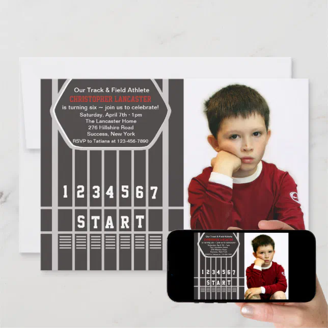 Track and Field Start Line Photo Invitation | Zazzle