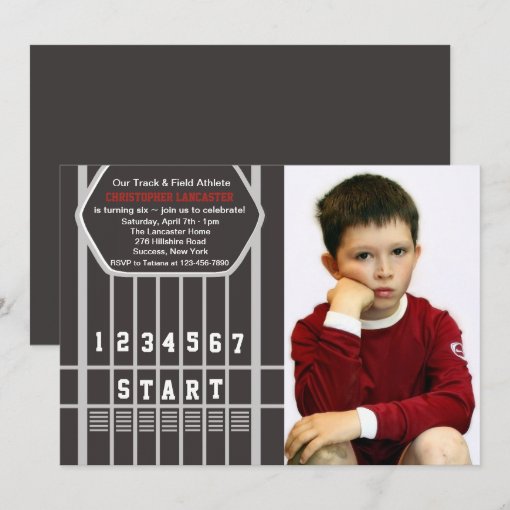 Track and Field Start Line Photo Invitation | Zazzle