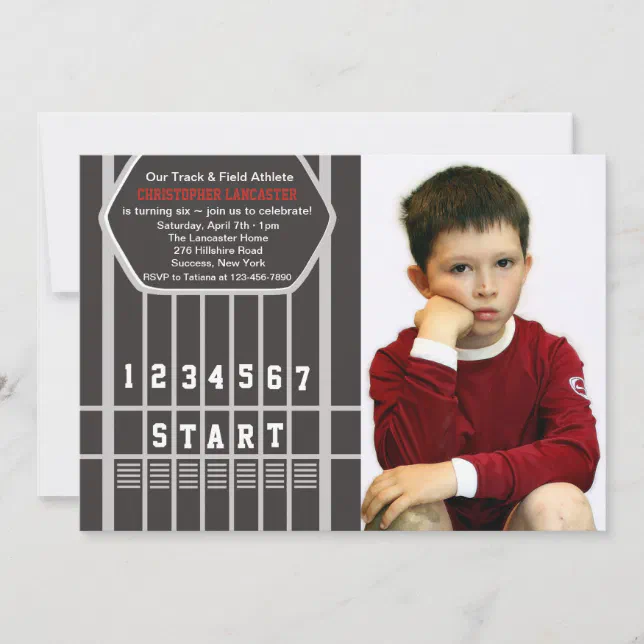 Track and Field Start Line Photo Invitation | Zazzle