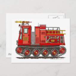 Track Rescue Pumper Fire Truck Firefighter Postcard | Zazzle