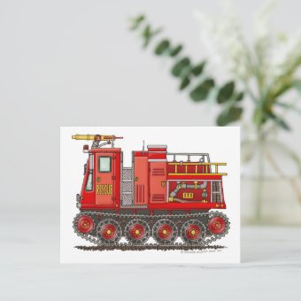 Track Rescue Pumper Fire Truck Firefighter Postcard | Zazzle