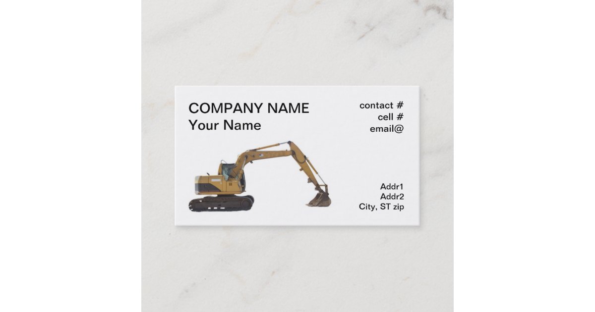 tracked excavator business card | Zazzle