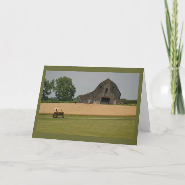 Tractor and Barn Greeting Card | Zazzle