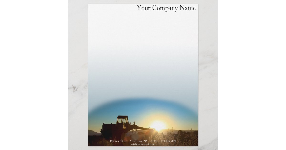 Tractor at Sunrise on a Blue Gradient Background Letterhead | Zazzle