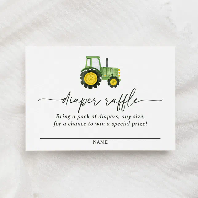 Tractor Baby Shower Diaper Raffle Ticket Enclosure Card | Zazzle