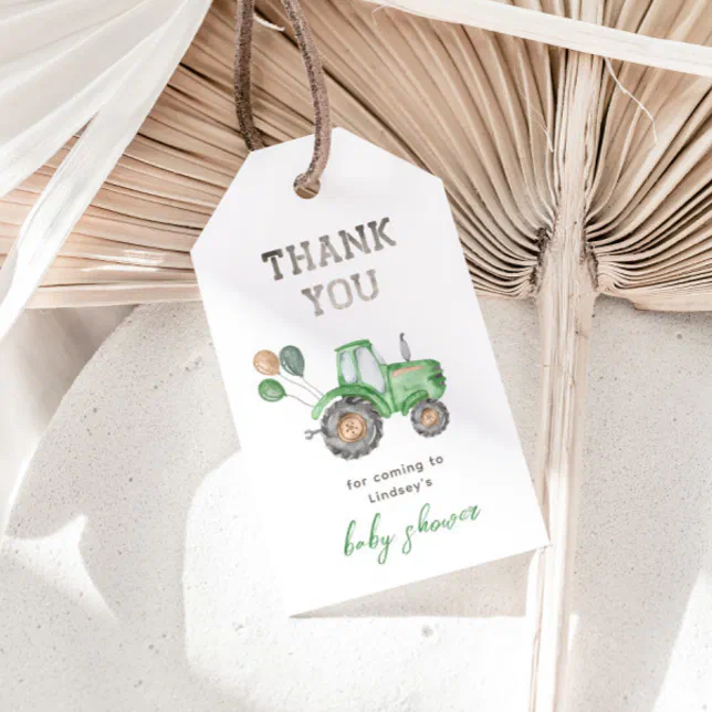 Tractor Baby Shower Favor Tags | Zazzle