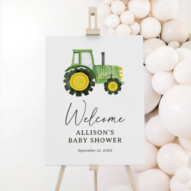 Tractor Baby Shower Welcome Sign | Zazzle