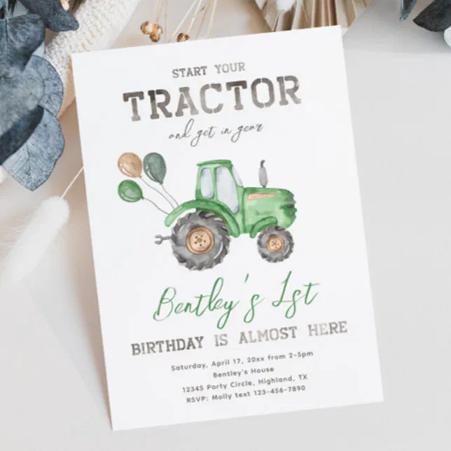 Tractor Birthday Invitation | Tractor Invitation | Zazzle