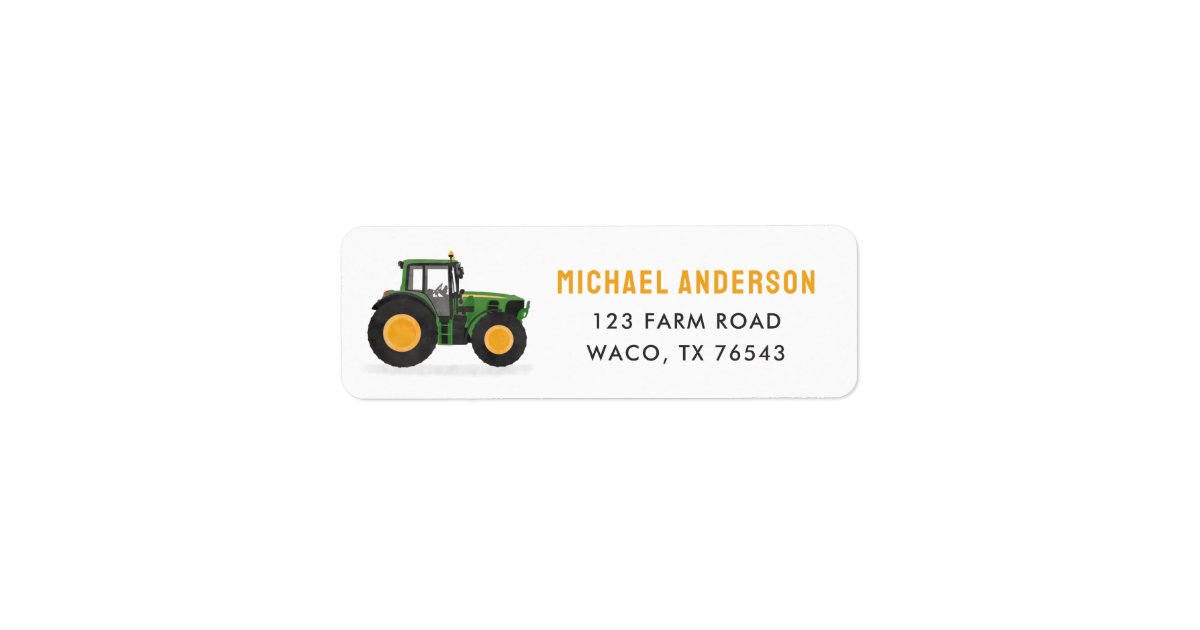 Tractor Birthday Party Return Address Label | Zazzle