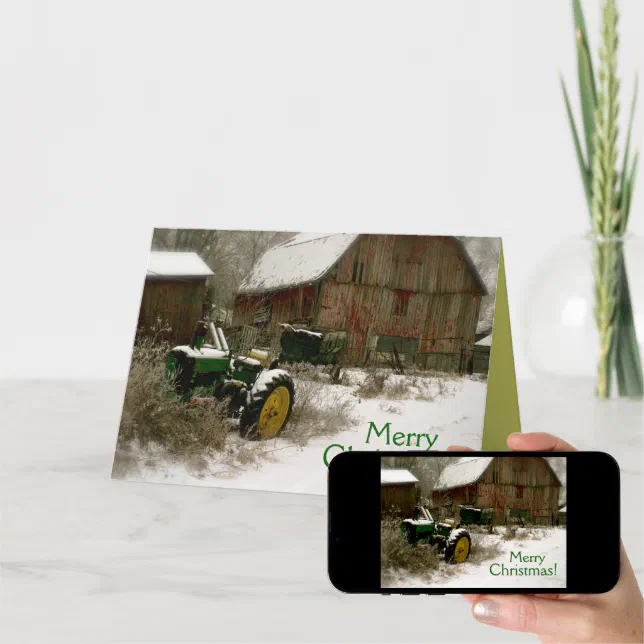 Tractor Christmas Card: Tractor & Cart Holiday Card | Zazzle