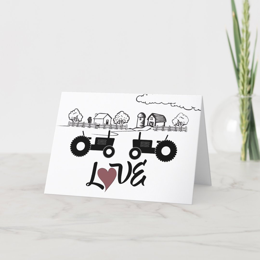 Tractor Couple in LOVE Farm Happy Valentine's Day Holiday Card | Zazzle