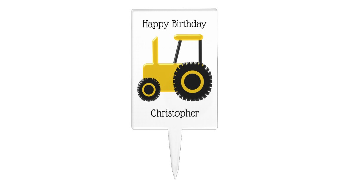Tractor Design Birthday Cake Topper | Zazzle