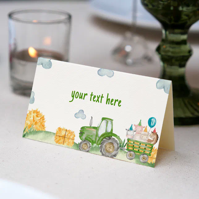 Tractor Farm Animal Birthday Party Place Card | Zazzle