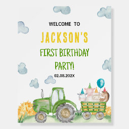 Tractor Farm Animal First Birthday Welcome Sign | Zazzle