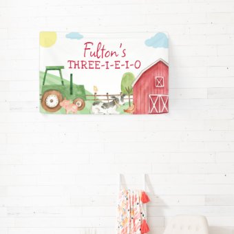 Tractor Farm Birthday Party Banner | Zazzle