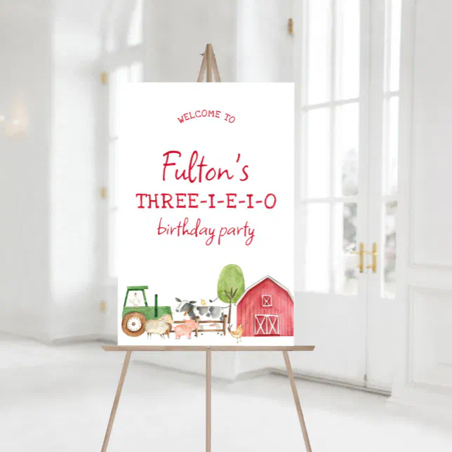 Tractor Farm Birthday Welcome Sign Poster | Zazzle