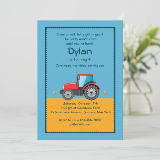 Tractor Farm Invitation | Zazzle