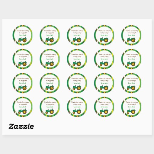 Tractor Farm Round Favor Stickers Envelope Seals | Zazzle