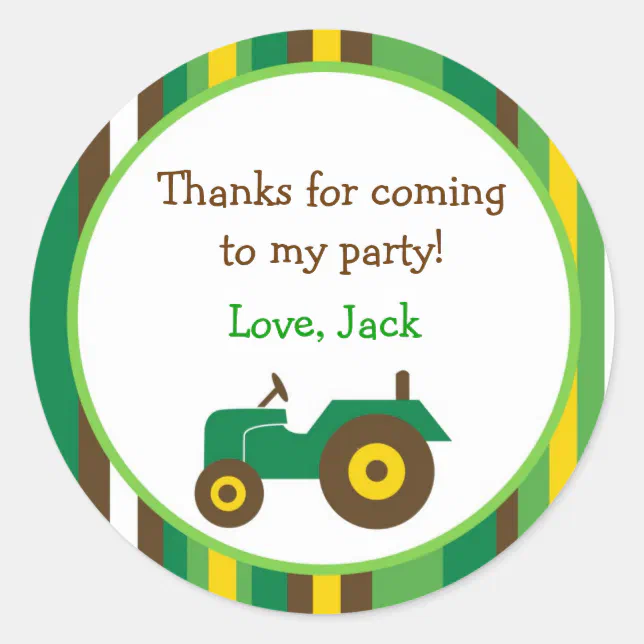 Tractor Farm Round Favor Stickers Envelope Seals | Zazzle