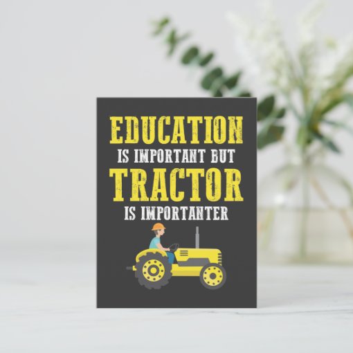Tractor Farm Trucker Education Important Farming Postcard | Zazzle