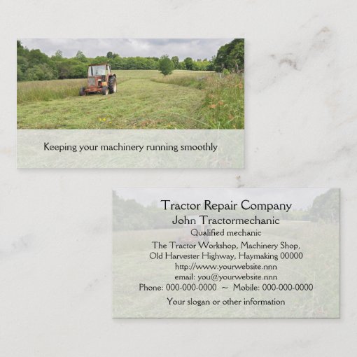 Tractor haymaking business card | Zazzle