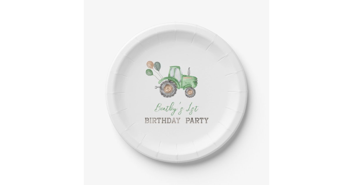 Tractor Paper Plates | Tractor Birthday Plates | Zazzle