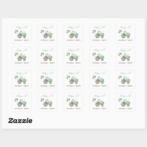 Tractor Party Stickers | Tractor Stickers | Zazzle
