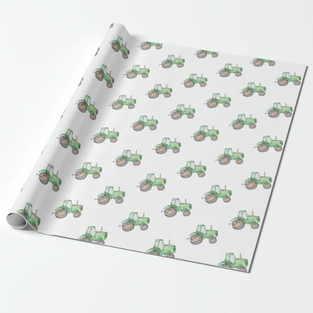 Tractor Party Wrapping Paper | Watercolor Tractor | Zazzle