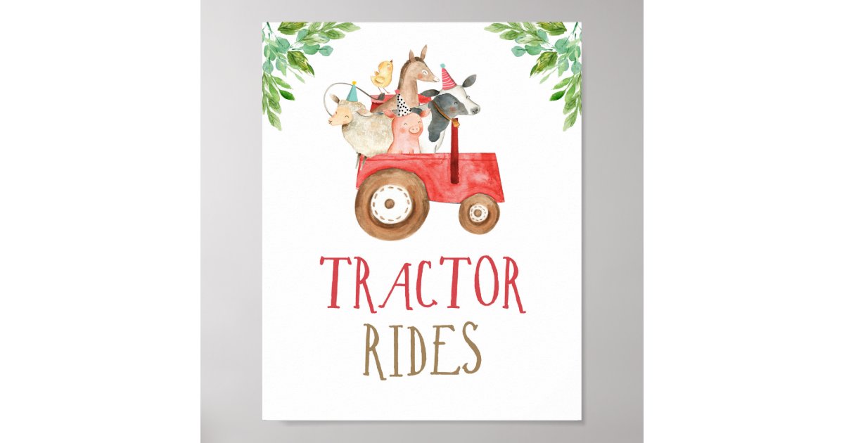 Tractor Rides Farm Animals Barnyard Boy Birthday P Poster | Zazzle