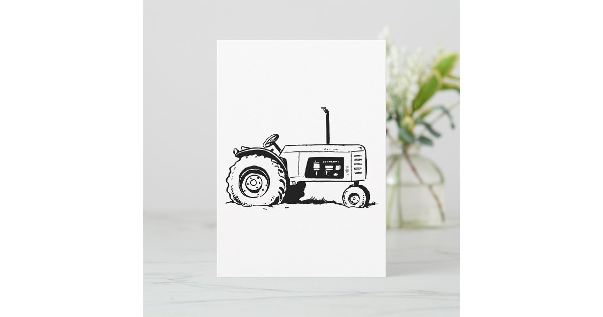 Tractor Sketch Invitation | Zazzle