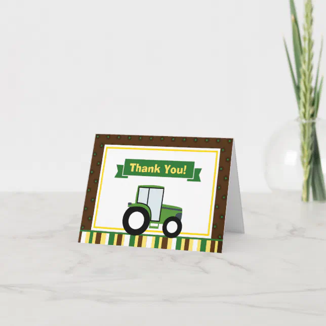 Tractor Thank You Card Folded Note Card | Zazzle