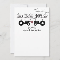 Tractors in LOVE Black and White Farm Wedding Invitation | Zazzle