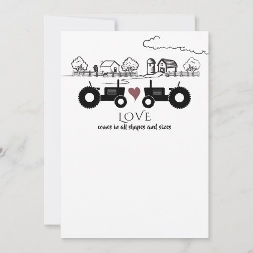Tractors in LOVE Black and White Farm Wedding Invitation | Zazzle
